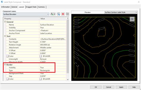 solved boxes around contour label text autodesk community