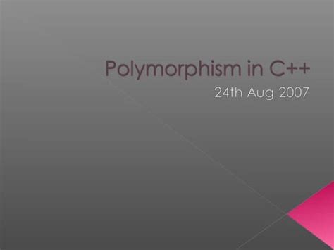 Static And Dynamic Polymorphism In C