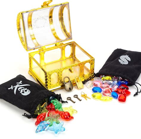 Amazon Com 92PCS Diving Gems Pool Toys Colorful Diamond Treasure With Pirate Chest