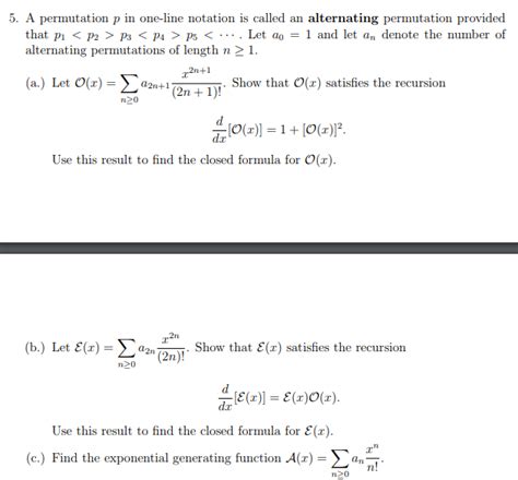 Solved 5 A Permutation P In One Line Notation Is Called An