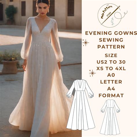 Evening Gown Sewing Pattern Cocktail Dressanniversary Dress Ball