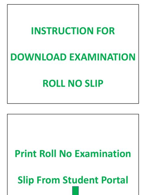 Instruction For Download Examination Roll No Slip Pdf