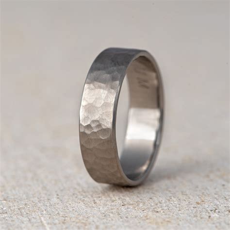 Hammered Titanium Texture Finish Wedding Ring Handmade Jewelry Simonvidajewelry