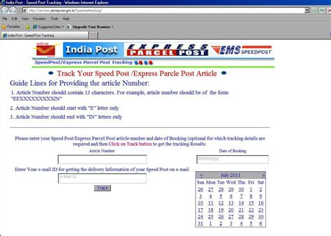 Track Your Speed Post Express Parcle Post Article Online Indian Post