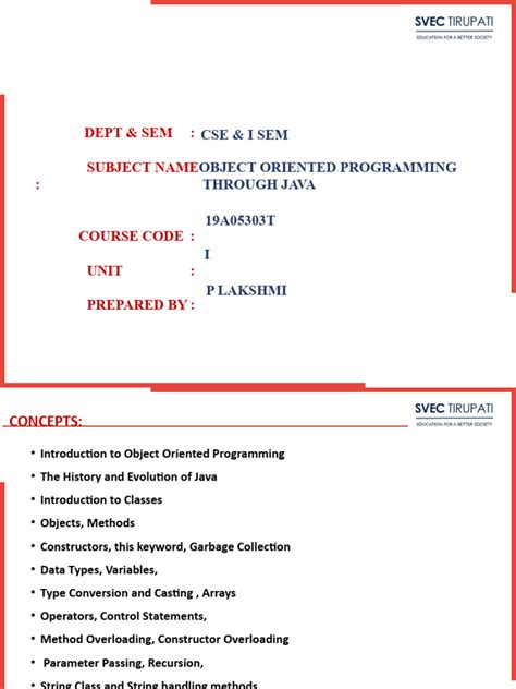Oop Using Java Unit 1 Pdf Programming Constructor Object