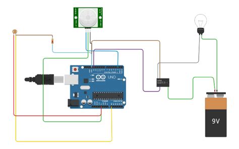 Circuit Design Arduino Lampu Otomatis Tinkercad
