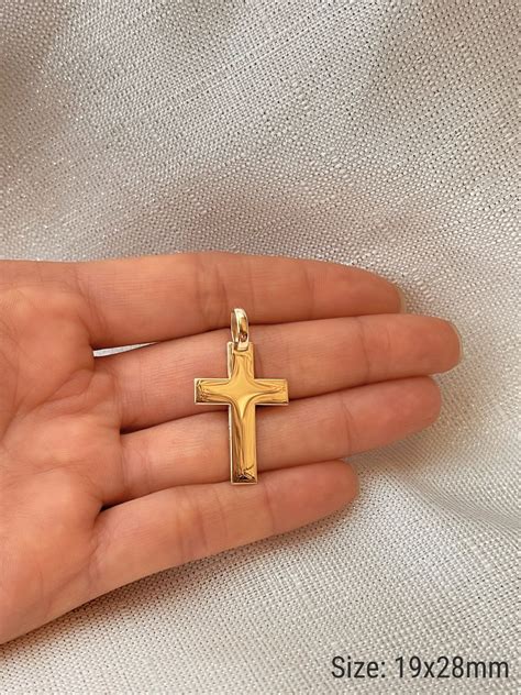 14k Solid Yellow White Gold Italy Men Women Crucifix Cross Necklace