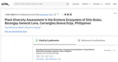 Plant Diversity Assessment In The Ecotone Ecosystem Of Sitio Bulac