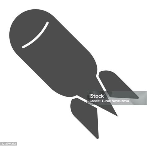 핵 폭탄 솔리드 아이콘입니다 원자 탄약 공기 로켓 기호 흰색 배경에 글리프 스타일의 그림 모바일 개념 및 웹 디자인에 대한 군사 또는 전쟁 기호 벡터 그래픽 아이콘에 대한