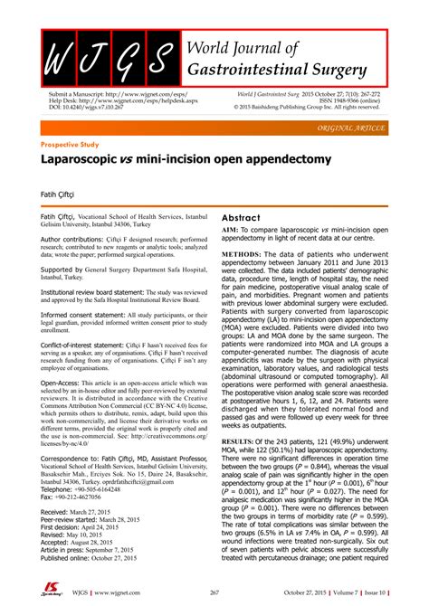 Pdf Laparoscopic Vs Mini Incision Open Appendectomy