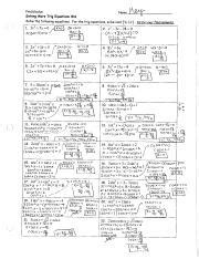 Solving Trig Equations PreCalculus Practice Problems Course Hero
