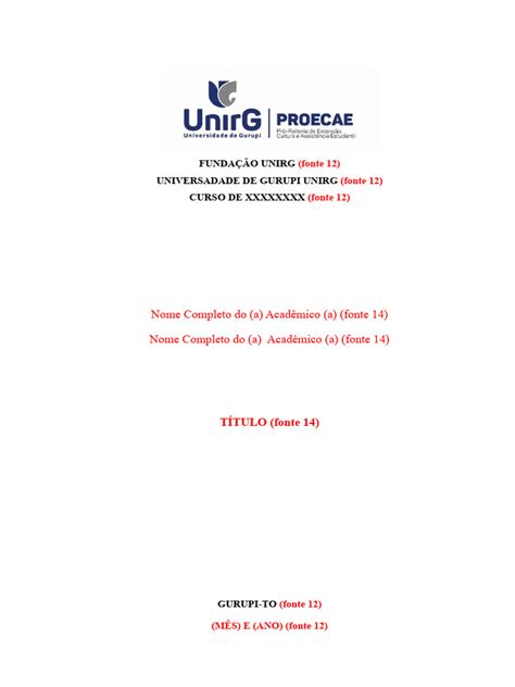 Modelo Relatório Acadêmico Pdf