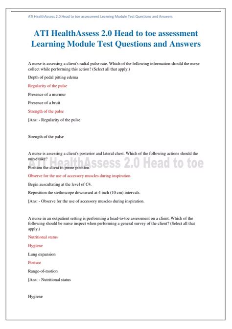 Fullati Healthassess 20 Head To Toe Assessment Learning Modulehealth