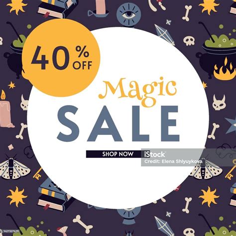 매직 세일 40 Pc 오프 배너 템플릿 만화 스타일 웹 또는 소셜 미디어 광고 전단지 및 전단지에 대한 할인 프로모션 레이아웃