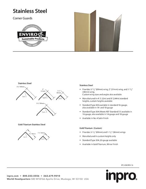 Inpro Stainless Steel Corner Guards Benergy
