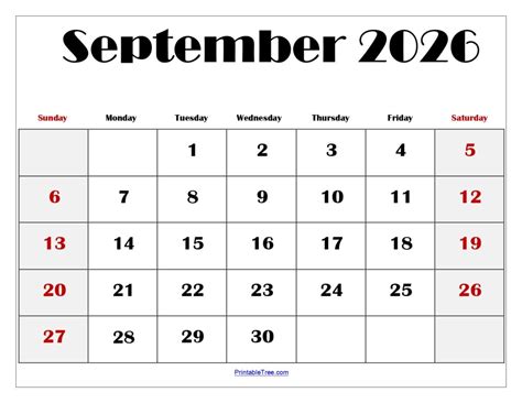 Free Blank Monthly Printable Calendar 2026 Templates