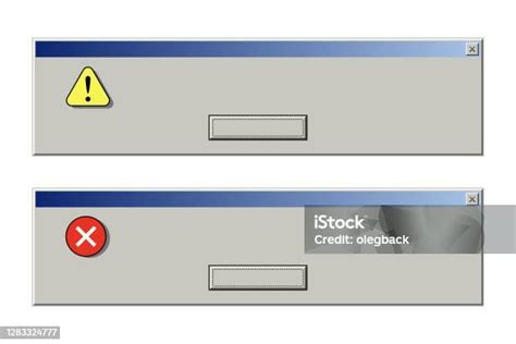 오류 메시지가 있는 오래된 컴퓨터 창입니다 문제 또는 결함 빈티지 웹 브라우저 경고 소프트웨어 시스템 버그와 복고풍 Pc