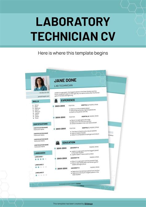 Laboratory Technician CV Google Slides PowerPoint