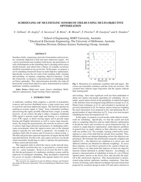 Pdf Scheduling Of Multistatic Sonobuoy Fields Using Multi Objective Optimization