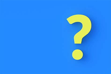파란색 배경에 노란색 물음표 알 수 없는 정보를 검색합니다 공간을 복사합니다 맨 위 보기입니다 3d 렌더 노랑에 대한 스톡 사진