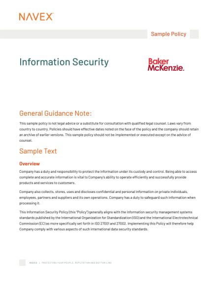 Information Security Policy Sample Template NAVEX