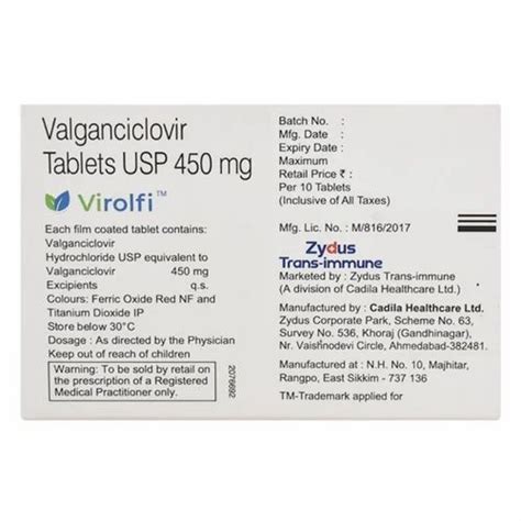 Valganciclovir 450 Mg Tablet At ₹ 3415stripe In Surat Id 2852681283997