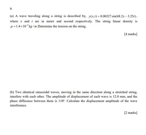 solved a a wave traveling along a string is described by