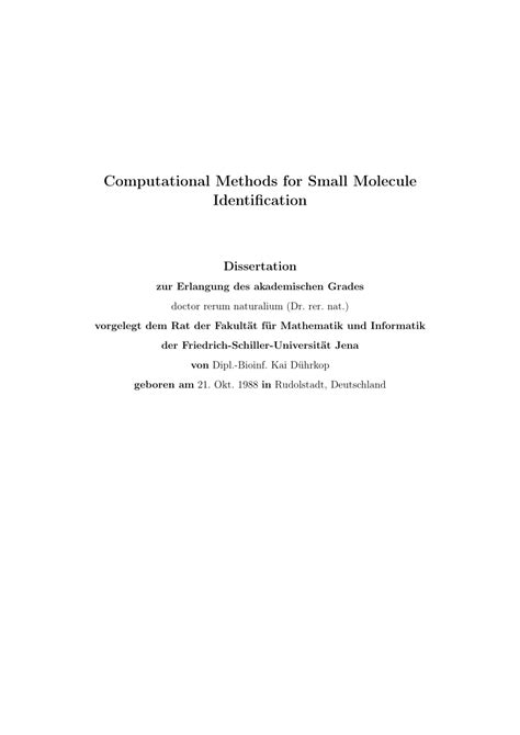 Pdf Computational Methods For Small Molecule Identification