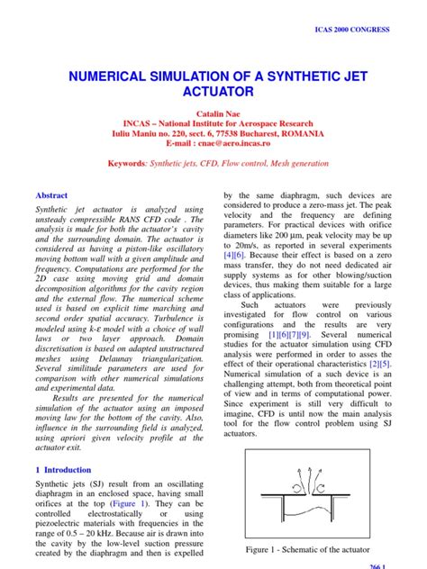 Numerical Simulation Of A Synthetic Jet Actuator Icas 2000 Congress Download Free Pdf