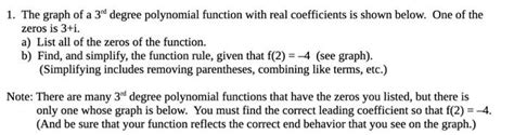 solved 1 the graph of a 3rd degree polynomial function with