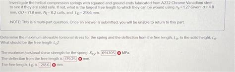 Solved Investigate The Helical Compression Springs With