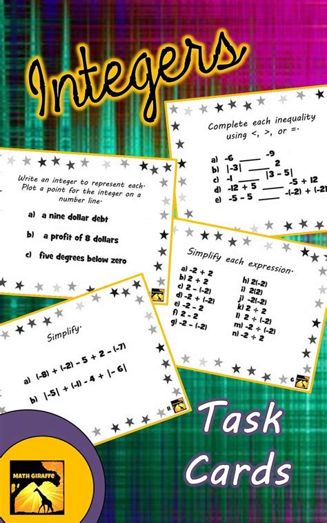 integers task cards integer task cards task cards integers