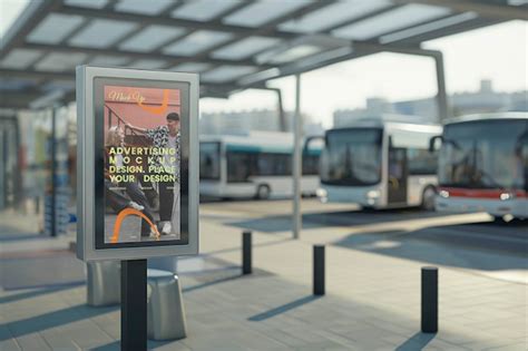야외 버스 정류장 광고 모형 프리미엄 Psd 파일
