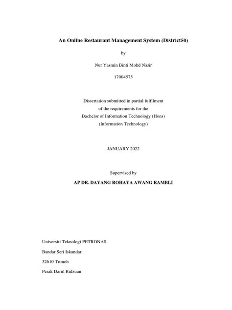 An Online Restaurant Management System District50 Pdf Databases Prototype