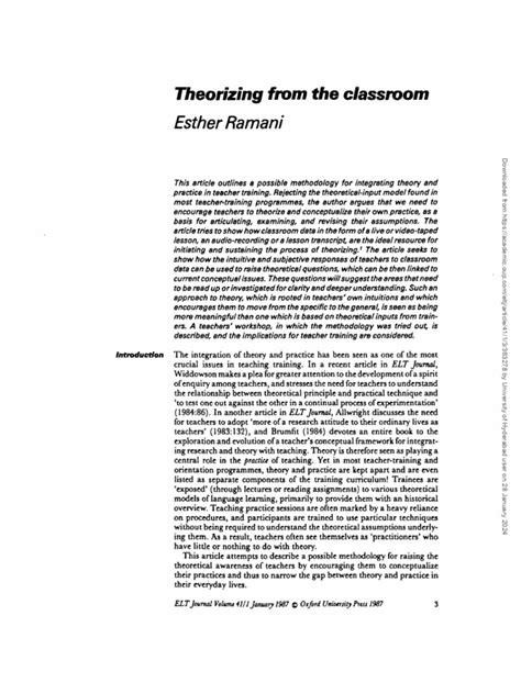 Theorising From The Classrom Eshter Ramani Pdf