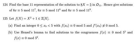 Solved Find The Base Representation Of The Solution Chegg Com