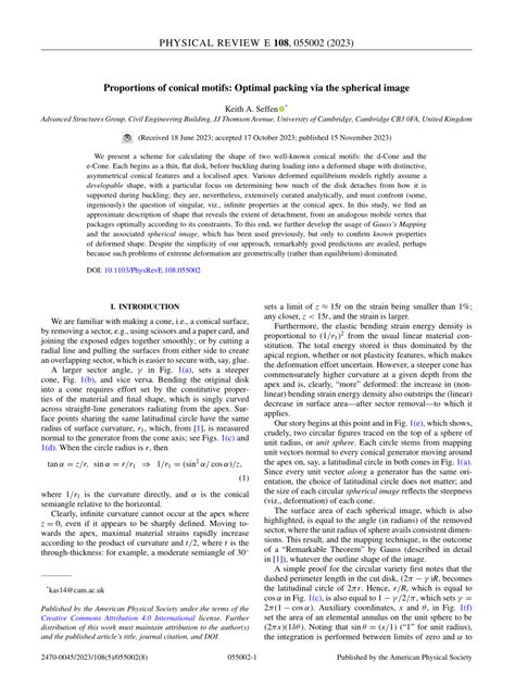 Pdf Proportions Of Conical Motifs Optimal Packing Via The Spherical