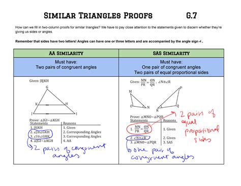 Similar Triangles Proofs Graphic Organizer 1 Similar Triangles Worksheets Library
