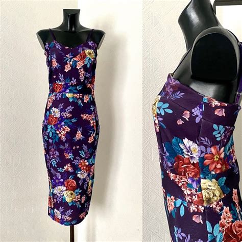 Purple Floral Dress Pattern Etsy