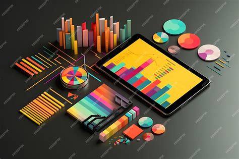 A Colorful Array Of Data Visualization Tools And Graphs On A Tablet