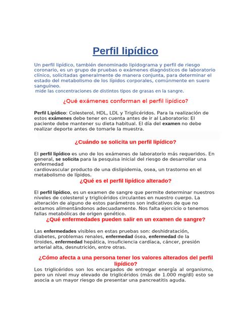 Guía Completa Del Perfil Lipídico Pdf