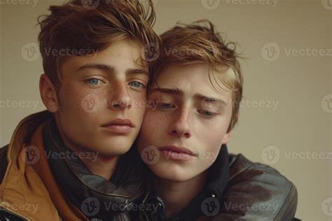 Ai Generated Portrait Of A Gay Couple On A Wall Background 42562501