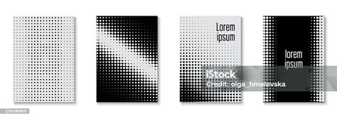 점 텍스처 세트 멤피스 레이아웃에 색을 입히세요 기하학적 디자인의 선형 프레임 백인 비즈니스 포스터 음악 커버 그래픽 흑백 전단지 블랙 도트 텍스처 0명에 대한 스톡 벡터