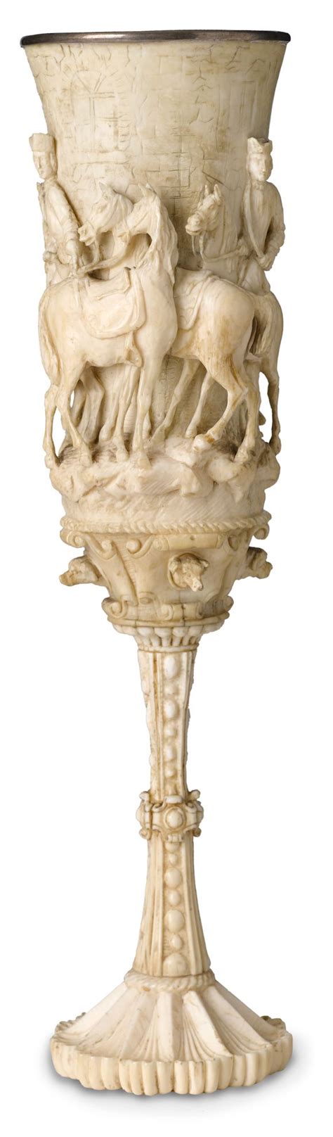 Bonhams A German Or French Finely Carved Ivory Fluted Goblet 18th Century