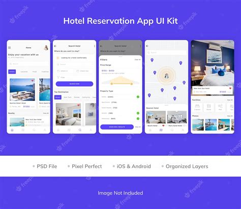 Premium Psd Hotel Reservation App Ui Kit