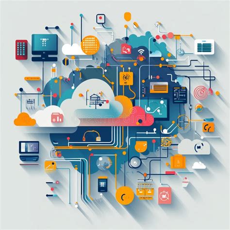 Abstract Network Technology Cloud Computing Digital Data System Illustration Web Design Server