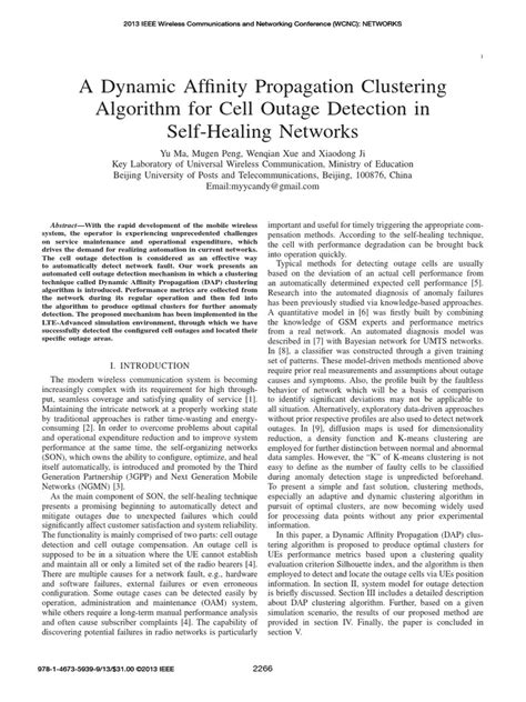 A Dynamic Affinity Propagation Clustering Algorithm For Cell Outage