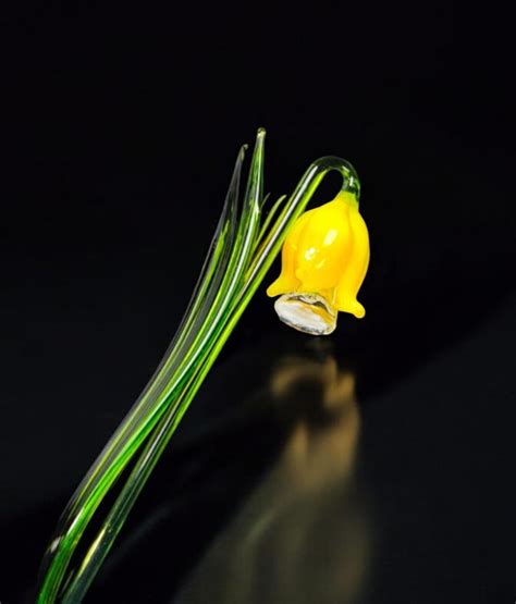 Yellow Glass Bell Handcrafted Glass Flower Hand Made In Ukraine Using