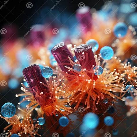 Threads Of Fungus And Bacteria Under A Microscope Microbes And