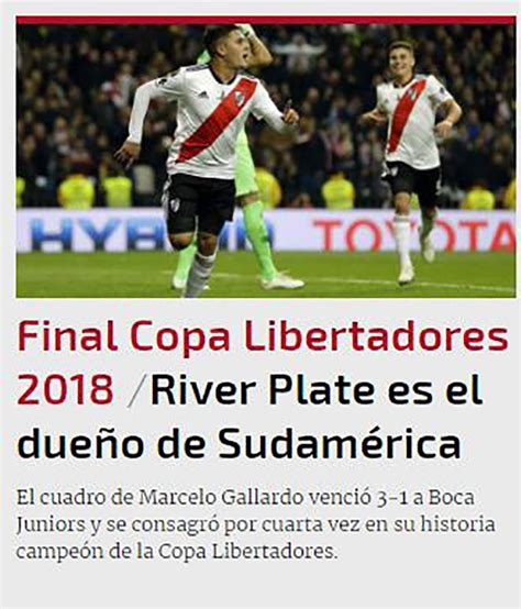 El Inolvidable Triunfo De River Llegó A Las Tapas De Todo El Mundo